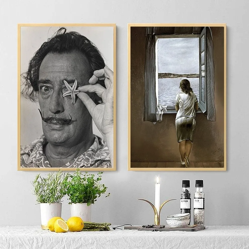 Figure at a Window and a Photo of the Artist Salvador Dali Printed on ...