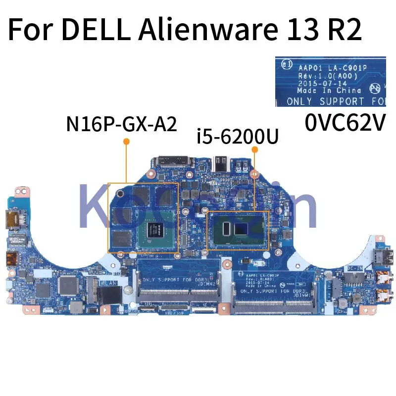 For-DELL-Alienware-13-R2-i5-6200U-Notebook-Mainboard-0VC62V-LA-C901P ...