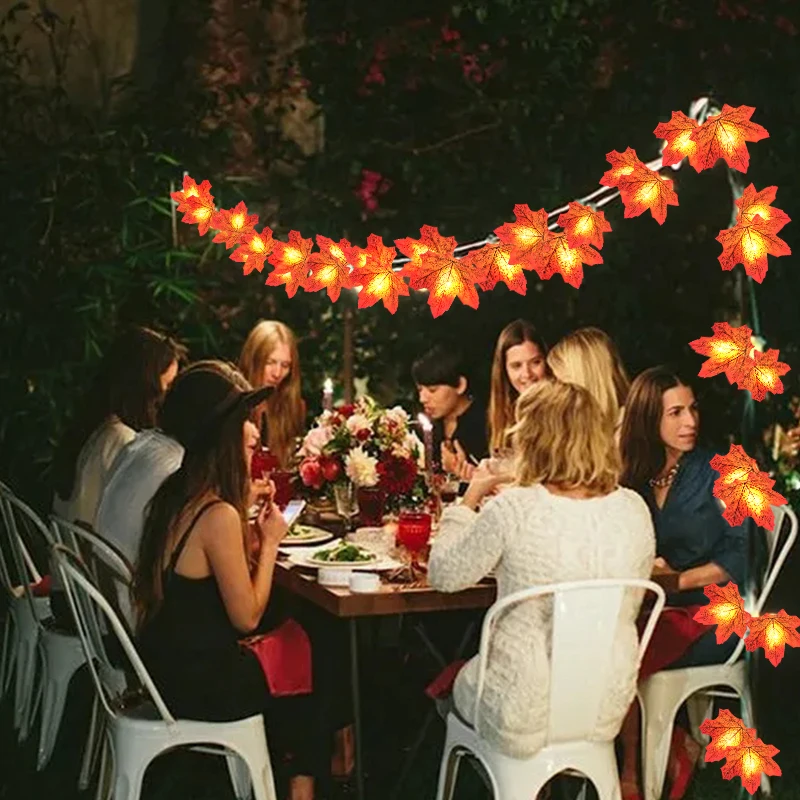 FLEUR SECHEE,Styple E-2M--2M 10 LED Guirlandes Artificielles Automne Feuilles D'Érable Automne ...