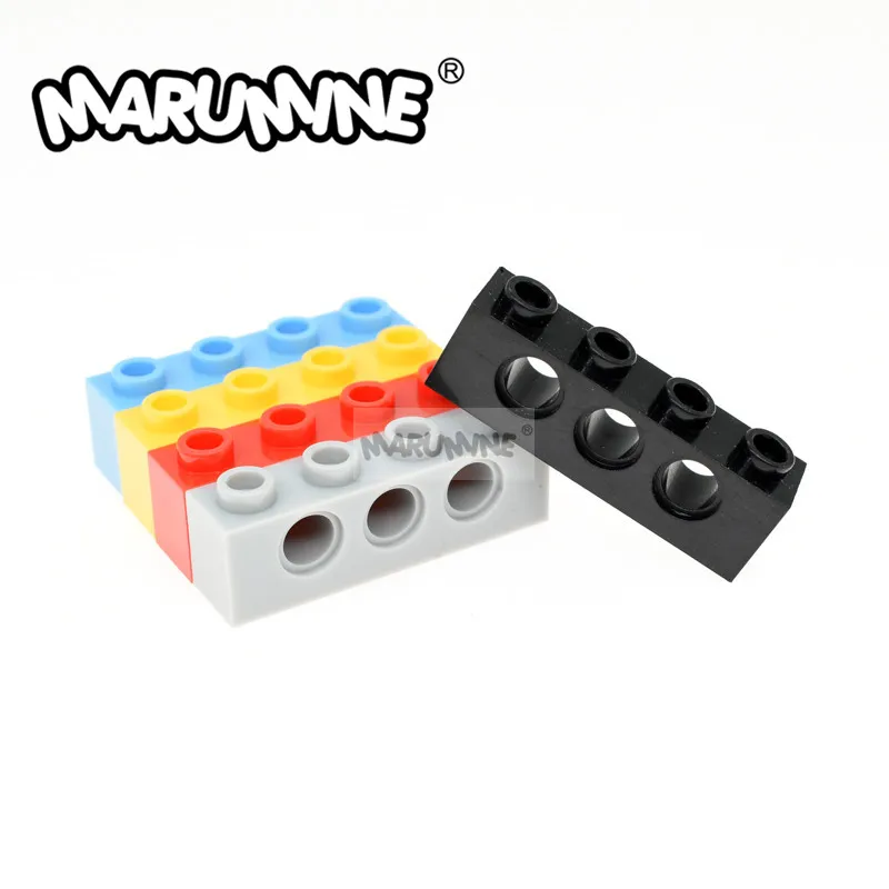 Marumine 1 X 4 With Hole Technology Brick 50pcs/lot Plastic Building ...