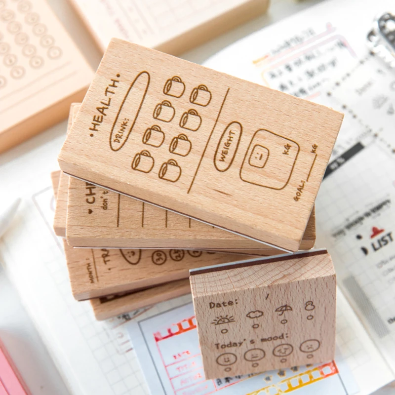 Vintage Memo Receipt Weather Mood Record Stamp Diy Wooden Rubber Stamps ...