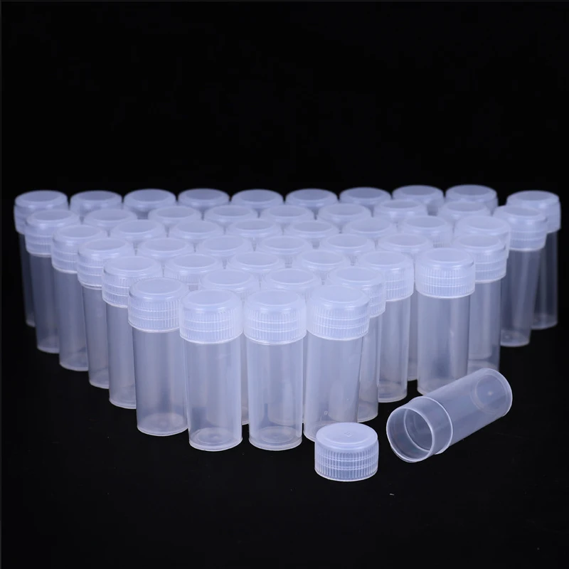 50Pcs-5ml-Plastic-Bottle-Sample-Jar-5g-Small-Barrel-Vials-Medicine-Pill ...