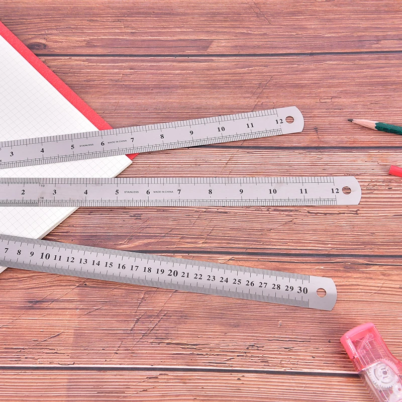 1-Pc-30cm-Stainless-Steel-Metal-Straight-Ruler-Precision-Double-Sided ...