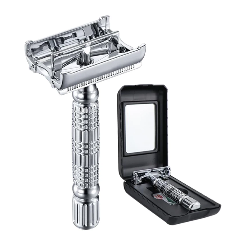 1 Blade + 1 Razor Safety Razor Chrome Alloy With Packing Sliver Unscrew ...