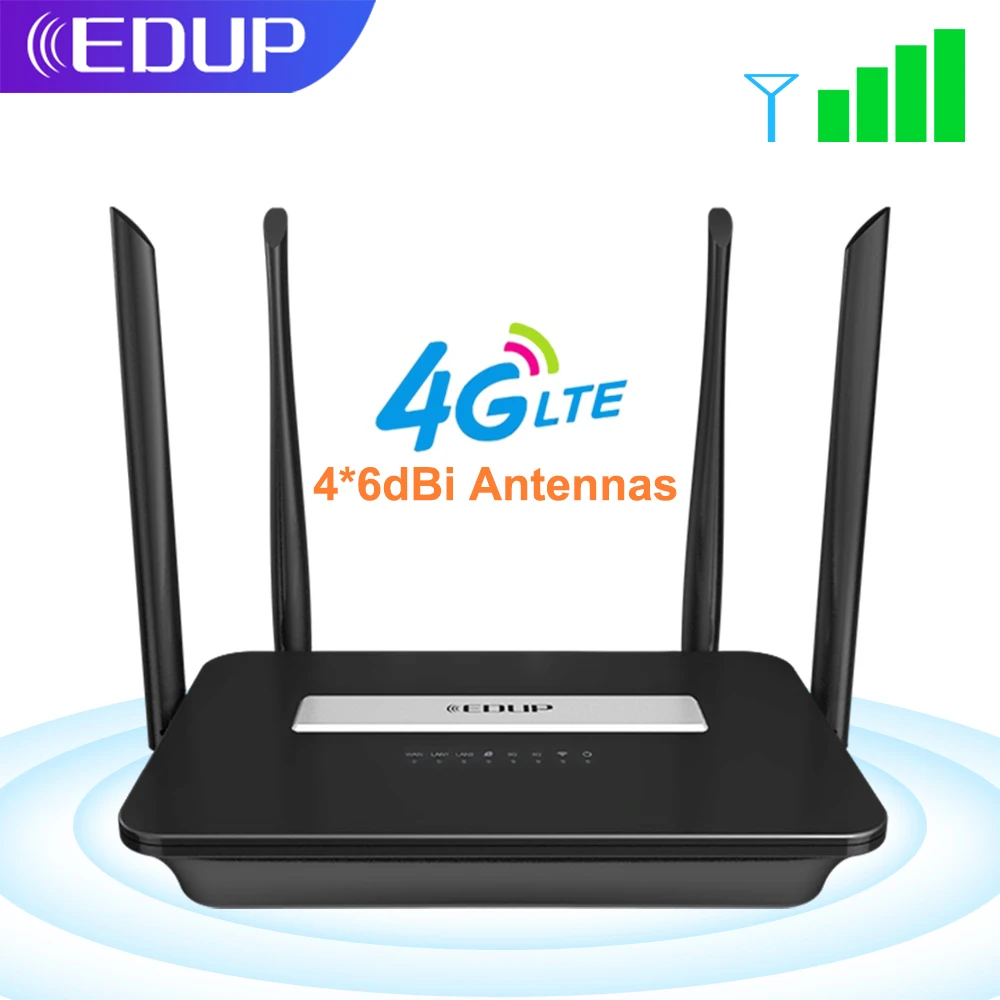 EDUP 300Mbps 4G LTE FDD WiFi inalámbrico enrutador tarjeta SIM ranura WAN/LAN Puerto externo con ...