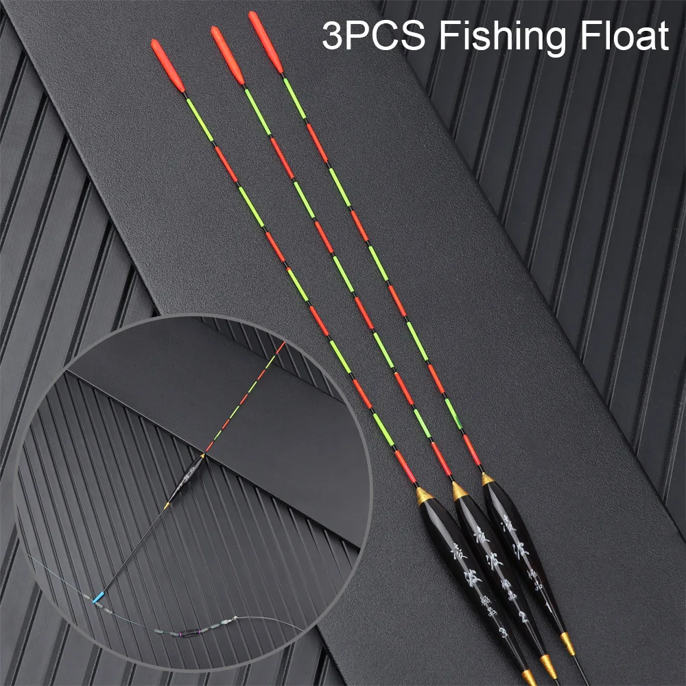 3PCS-Fishing-Float-Bobber-Long-Tail-Wood-Fluorescent-High-Sensitivity ...