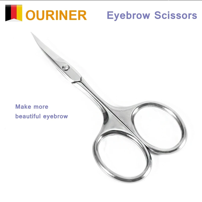 Curved Blade Eyebrow Scissors Professional Stainless Steel Precision Trimmer Eyebrow Eyelash ...