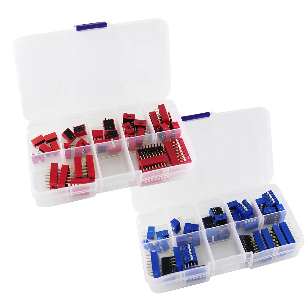 35PCS/LOT Dip Switch Kit In Box 1 2 3 4 5 6 8 Way 2.54mm Toggle Switch ...