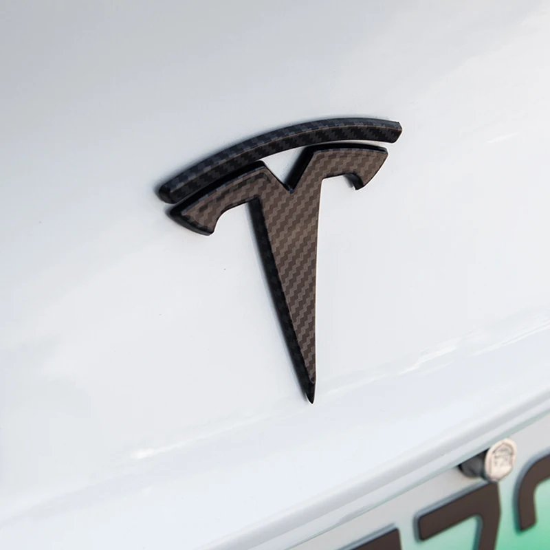 Car logo cover ABS carbon fiber sticker for Tesla Model 3 2019-2020 ...
