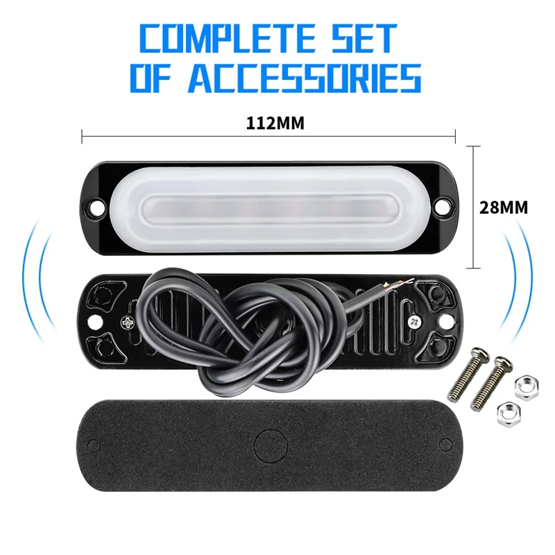 For 12Pcs your flashing 6-led white amber emergency hazard intermittent ...