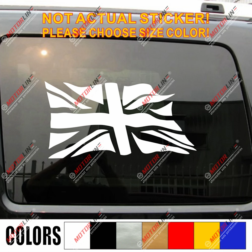 UK Waving Flag Union Jack British Decal Sticker Car Vinyl single color ...