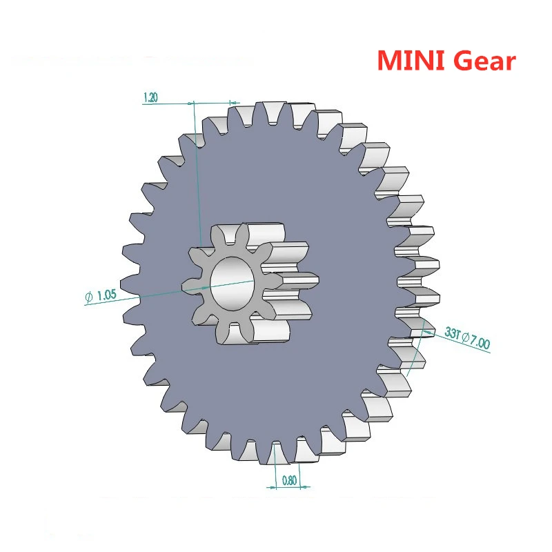 0.2M 10T 33T 1.0mm 1.05MM Hole Shaft Duplex Double Gear DIY Model