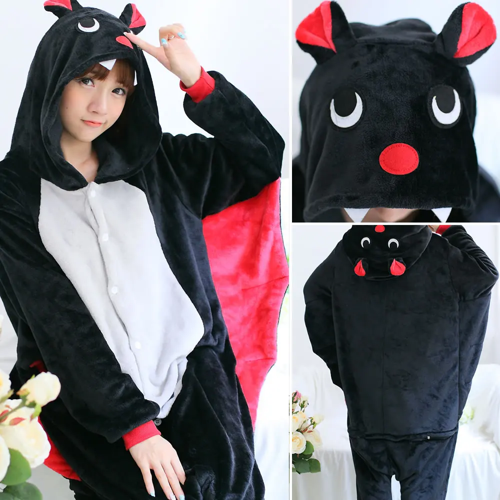 Xmas Party Dress Bat Vampire Pajamas Jumpsuit Animal Winter Warm Women ...