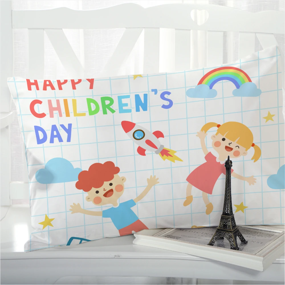 Linge de Lit,Taie d'oreiller avec motif dessin Animé pour enfants,taie ...