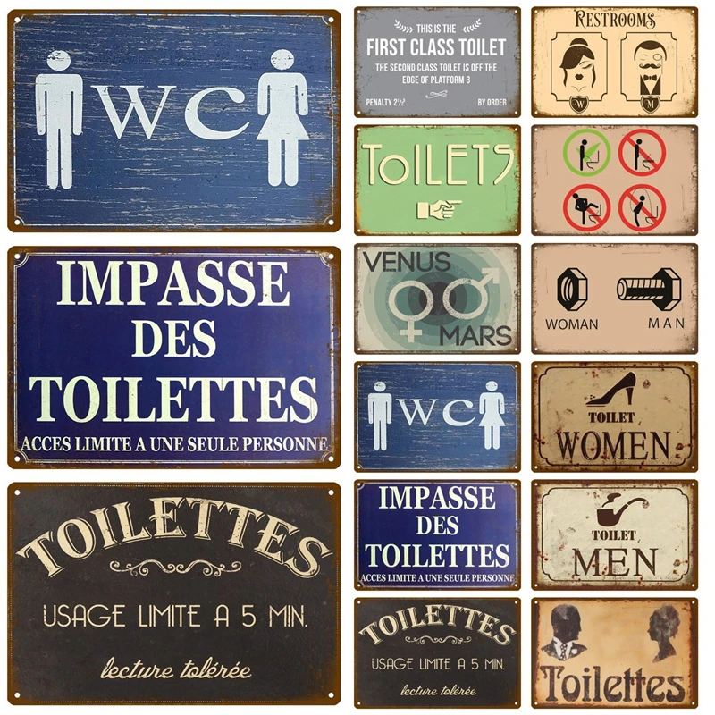 Retro Accessories Wall | Vintage Toilet Metal Signs | Vintage Toilet ...