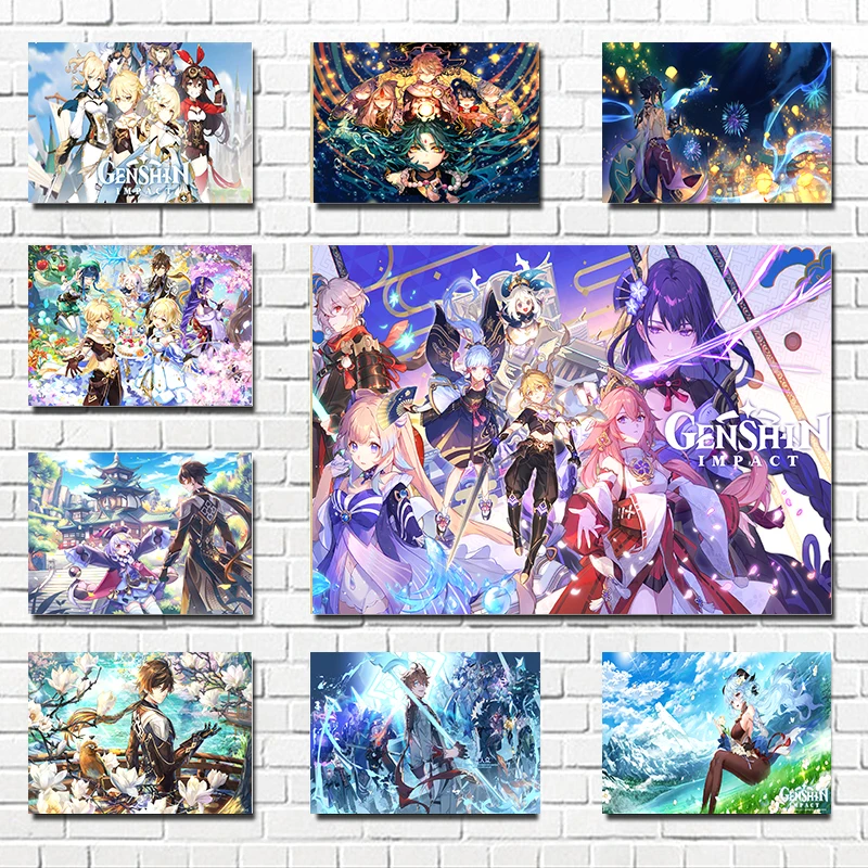 Pop Game Genshin Impact Poster Wall Anime Scenery Poster ZhongLi/Xiao ...