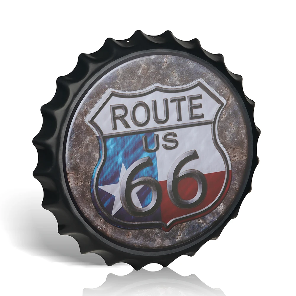 US Route 66 Metal Botlle Cap Sign Vintage Dekorasi Rumah|Plak & Tanda ...