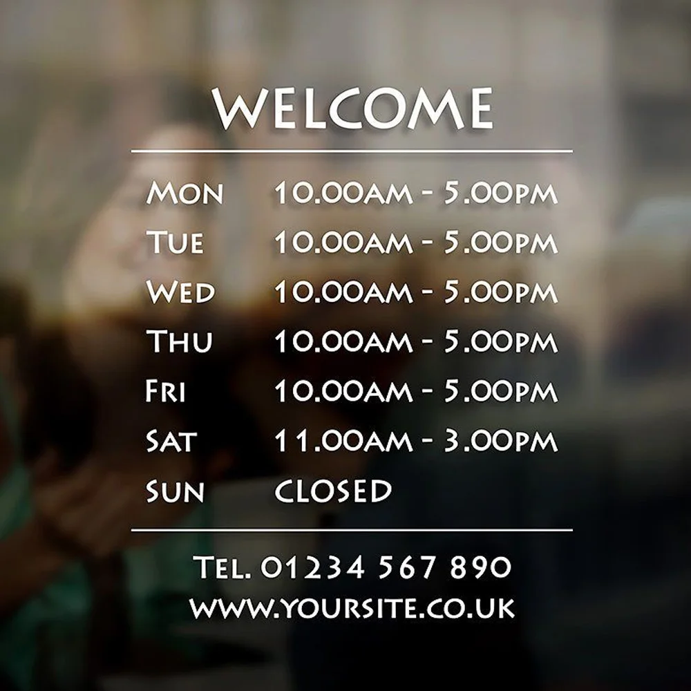 Customized-Work-Hours-Vinyl-Decal-Shop-Store-Window-Sticker-Wroking ...