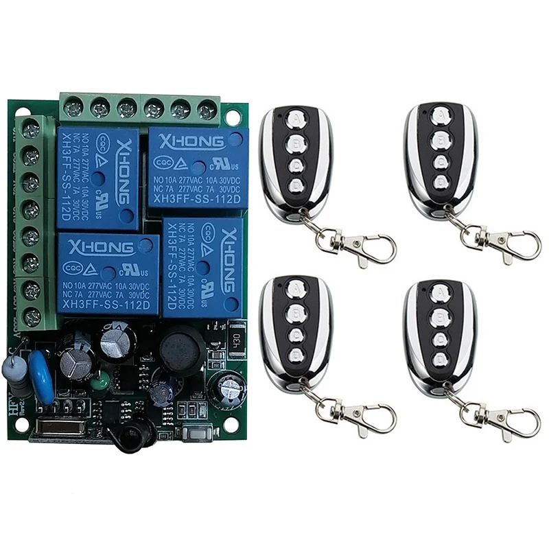433Mhz-AC110V-220V-4CH-Wireless-RF-Remote-Control-Light-Switch-10A ...