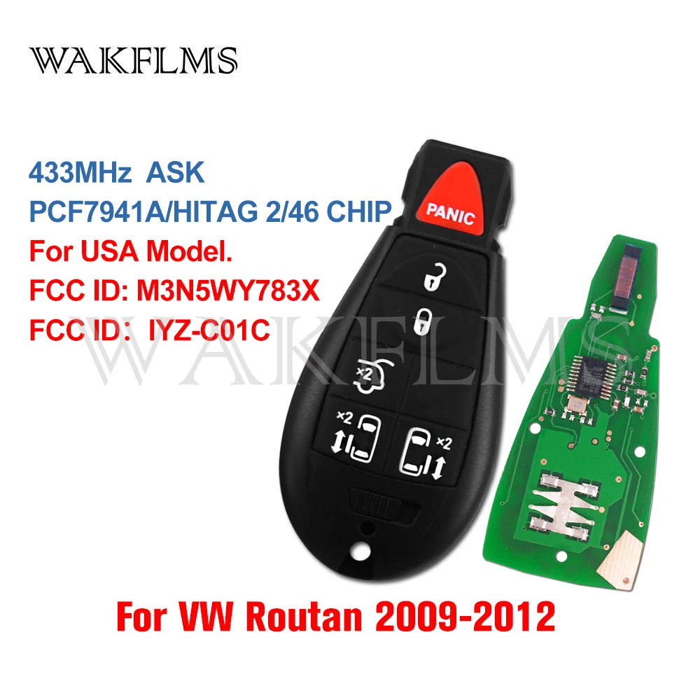 For Vw Vlokswagen Routan Key 2009 2010 2011 2012 6 Buttons 433mhz Id46 ...