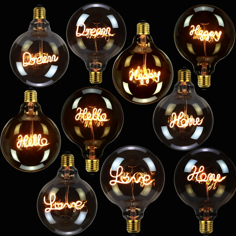 TIANFAN Led Bulbs Vintage Light Bulb Big Globe Alphabet Filament 4W ...