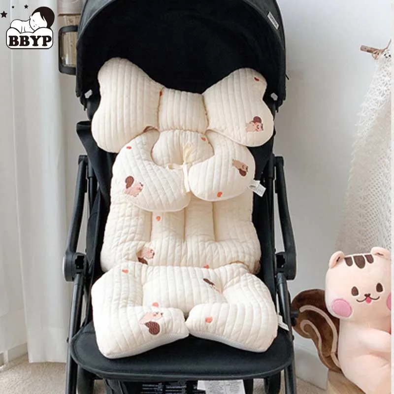 아기 두꺼운 곰 자수 유모차 액세서리 면 기저귀 교체 패드 시트 캐리지 유모차 버기 자동차 일반 매트유모차 부속품
