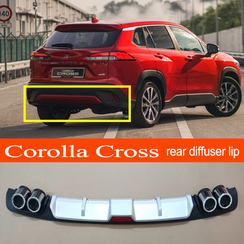 Corolla-Cross-ABS-Plastic-Silver-Black-Car-Rear-Bumper-Rear-Diffuser ...