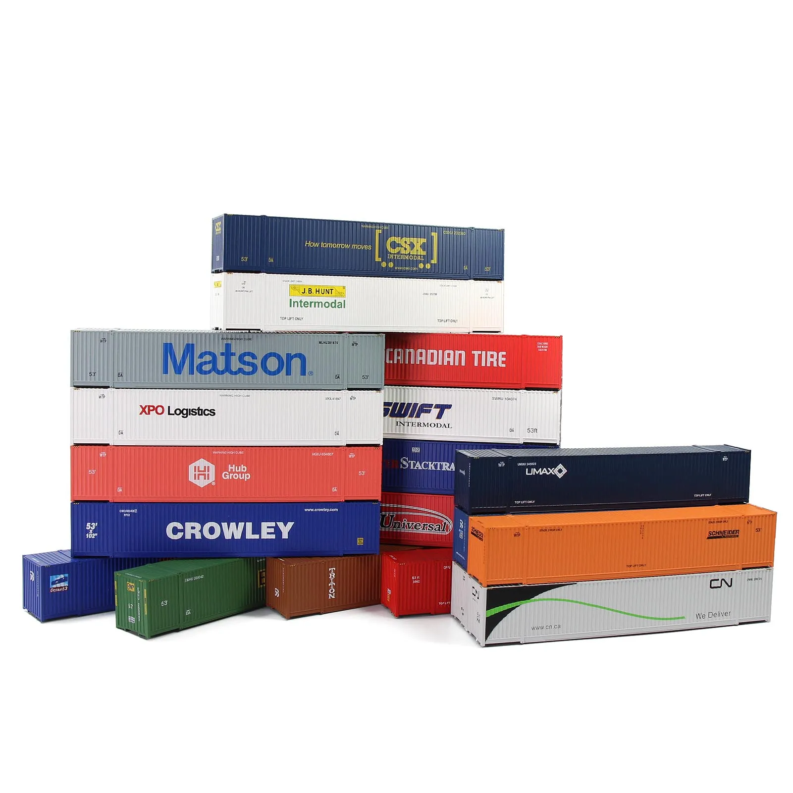 6pcs Model Trains Ho Scale 1:87 53ft Shipping Container 53' Cargo Box ...