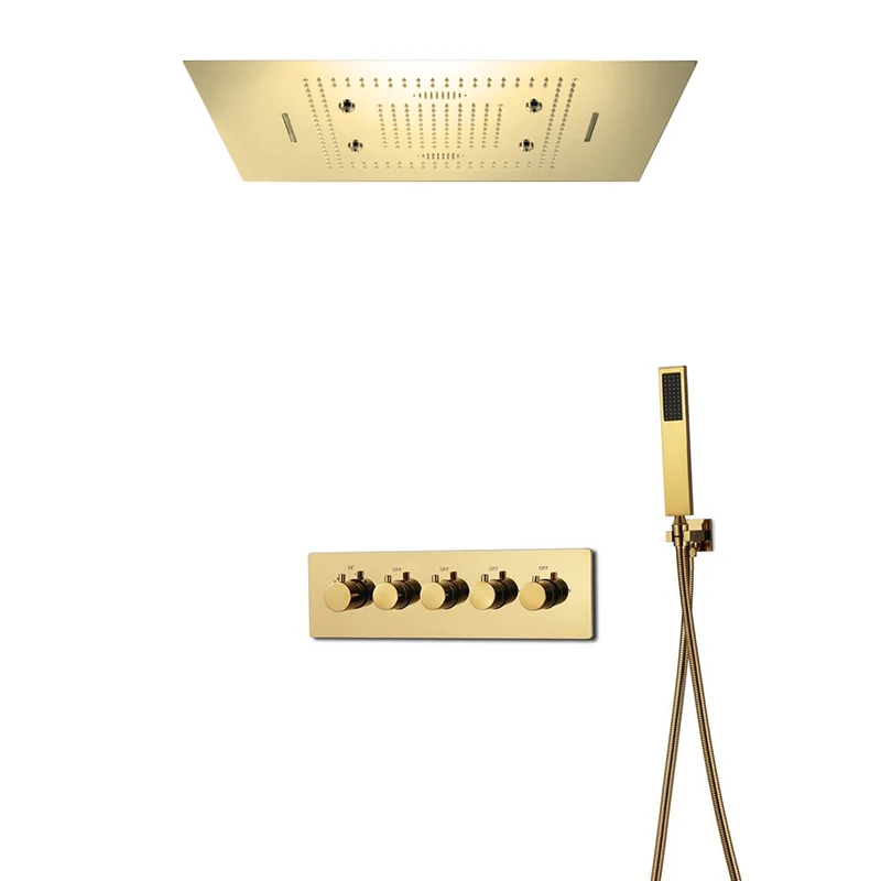 Luxury-Golden-Shower-Set-Polished-Waterfall-Showers-Rainfall-Showerhead ...