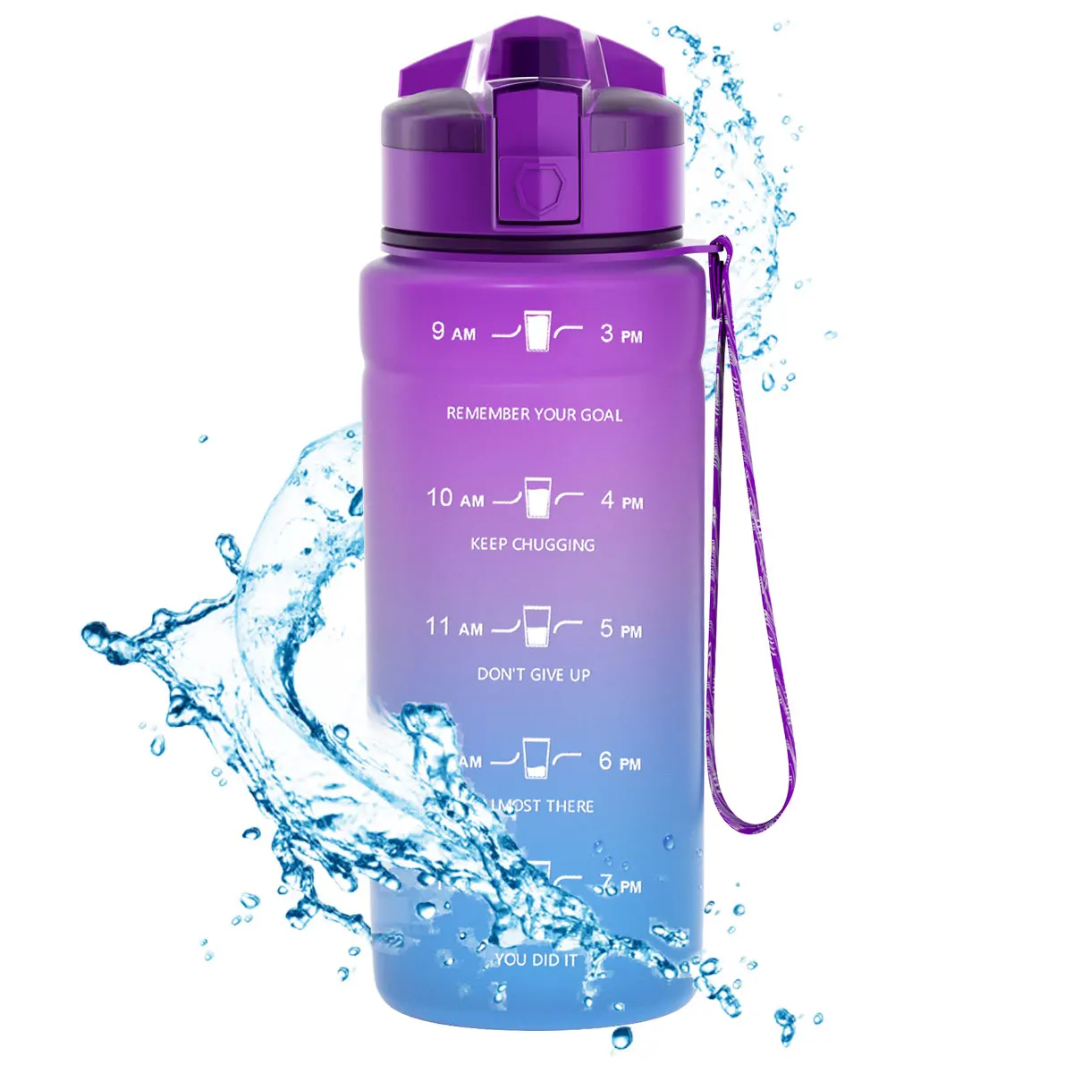 GOURDE,Black White-500ml--bouteille'eau de grande capacité 1l, sans BPA ...