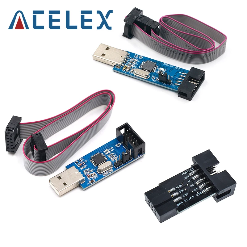1Set USBASP USBISP AVR Programmer USB ATMEGA8 ATMEGA128 ATtiny/CAN/PWM ...