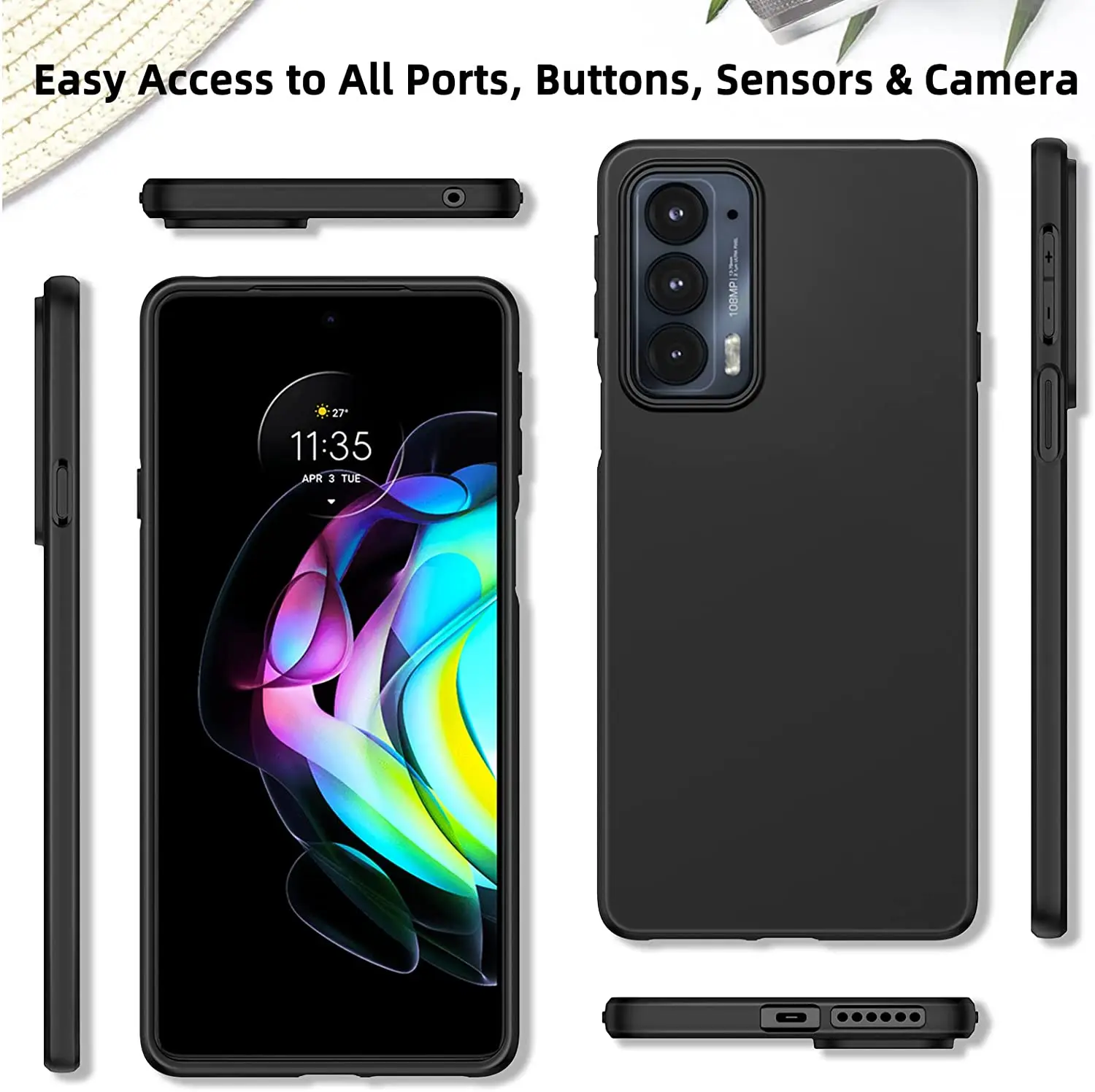 Black Soft TPU Shockproof Phone Case for Moto G60S (Black)