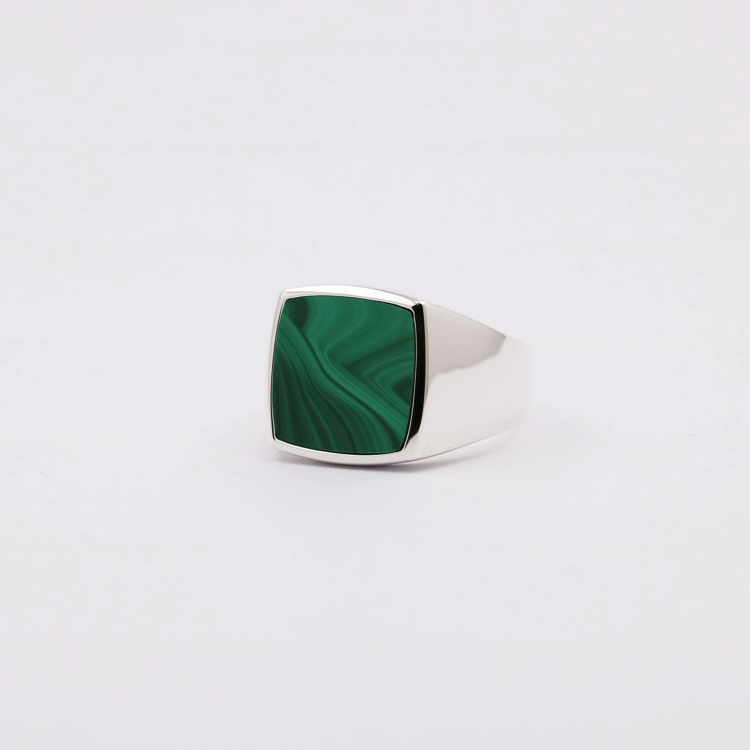 Pure Sterling Silver Natural Malachite Signet Rings For Men|Rings ...