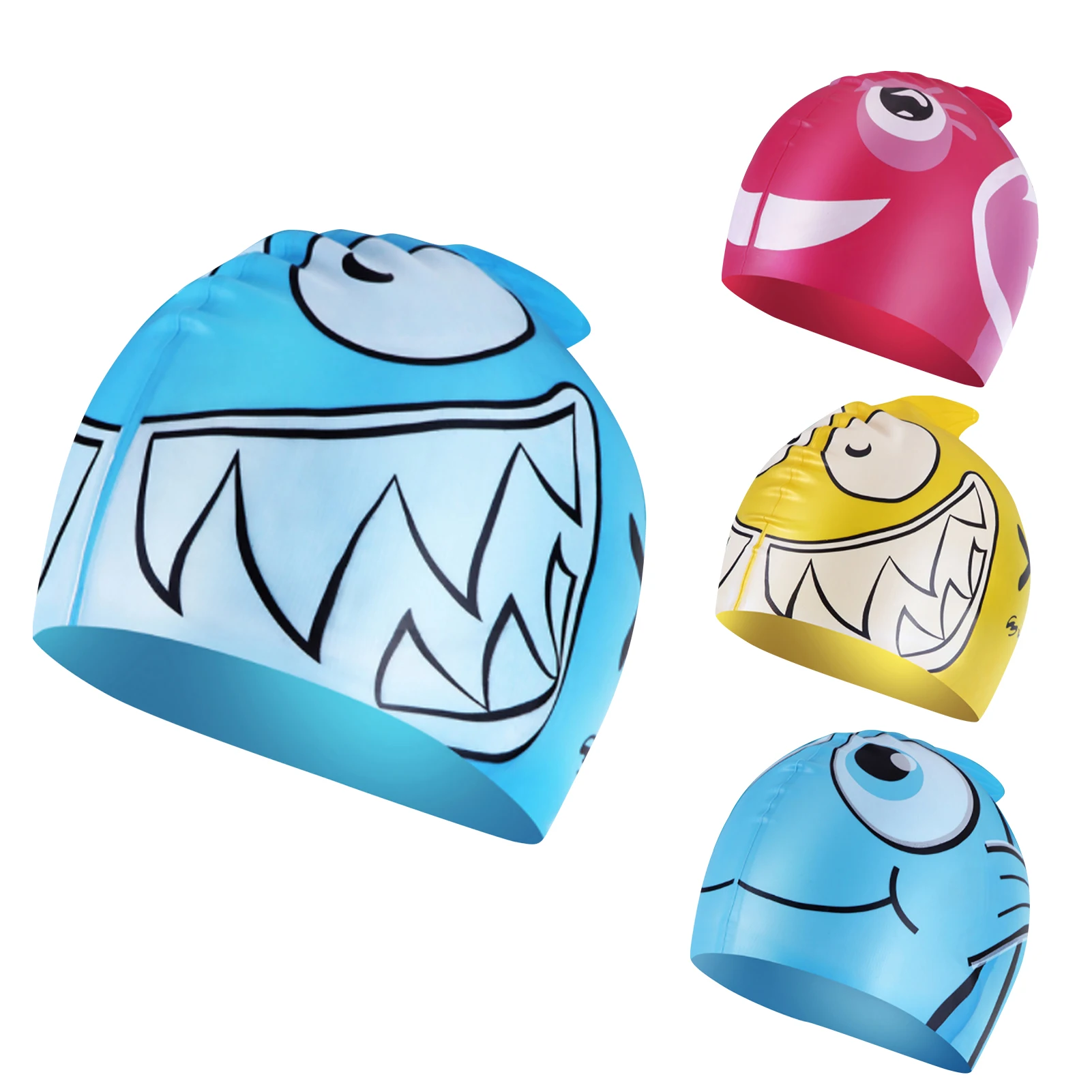 Cartoon Swimming Cap Children Silicone Kids Swimming Pool Hat ...
