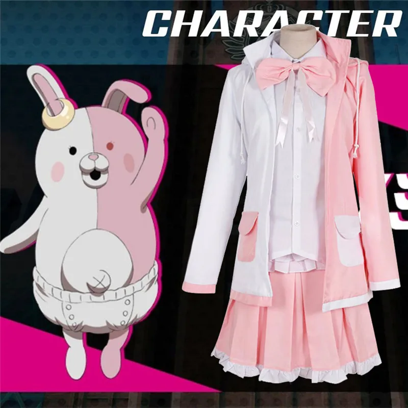 Anime Super Danganronpa 2 Costume Women Monomi Cosplay Wigs Uniform ...