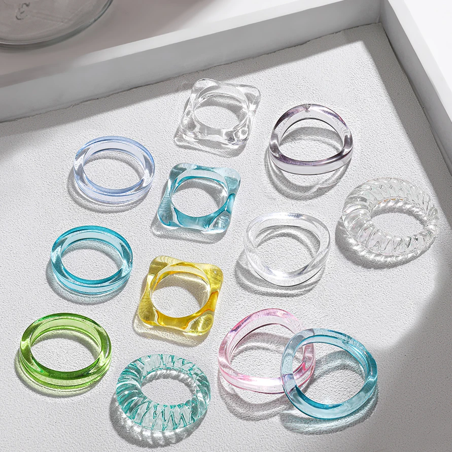 New Trendy Geometric Circle Stacked Finger Rings for Women Minimalist ...