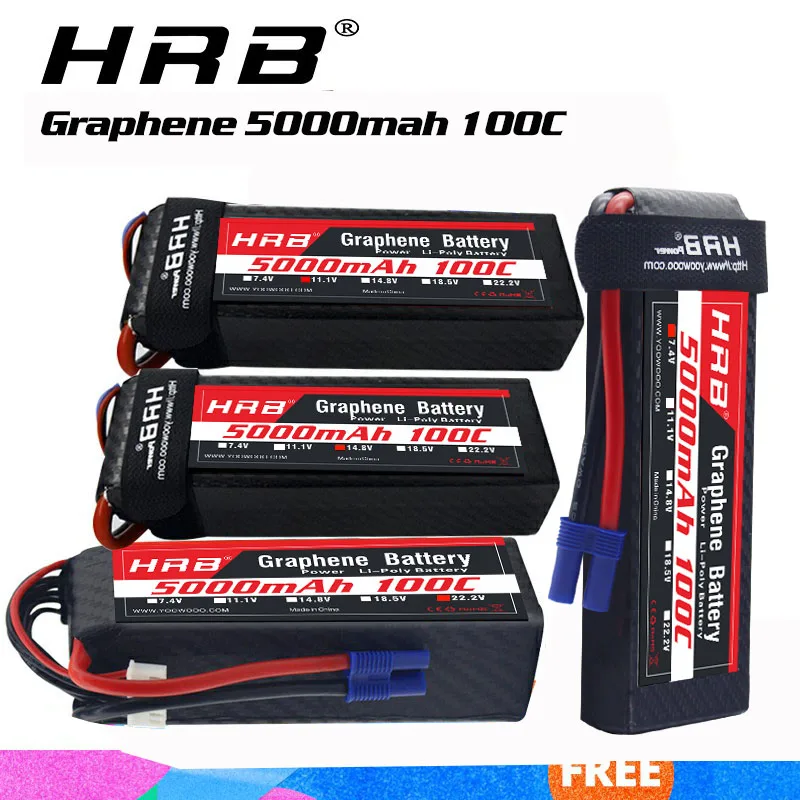 HRB Batería de grafeno 3s 4s 6s, 5000mAh, 14,8 v, 22,2 v, LiPo, para 1/10, 1/12 RC, coche ...