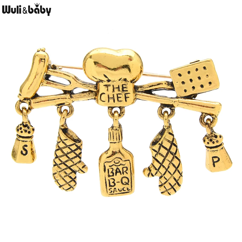 Wuli&baby Chef Tools Brooch Pins Kitchenware Gloves Seasoning Bottle ...