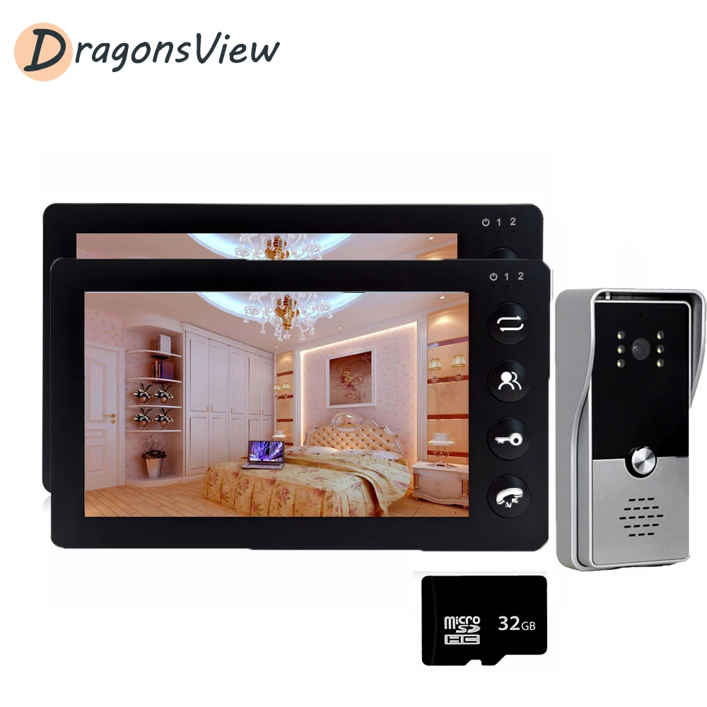 Wired Video Intercom Door Phone System 7 inch 2 Monitors with Outdoor ...