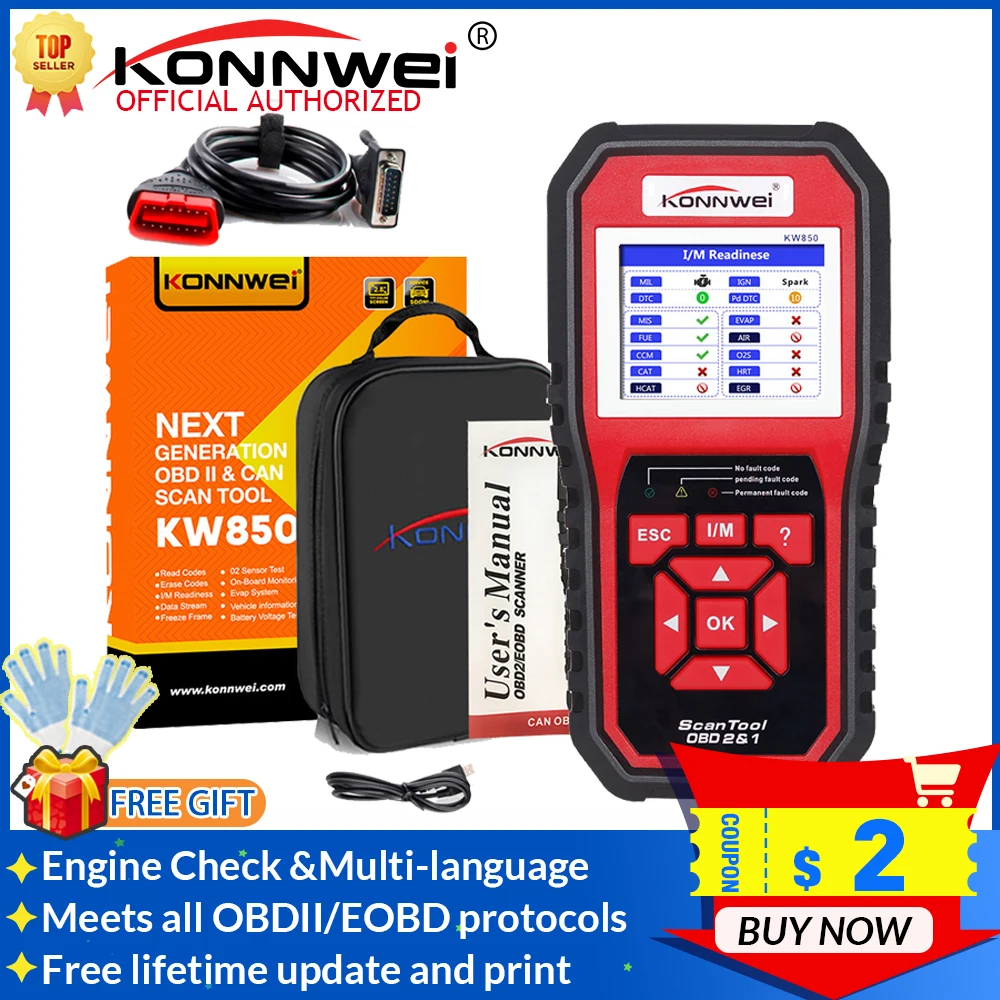 KONNWEI-KW850-OBD2-Scanner-Full-OBDII-Functions-Engine-Check-O2-Sensor ...