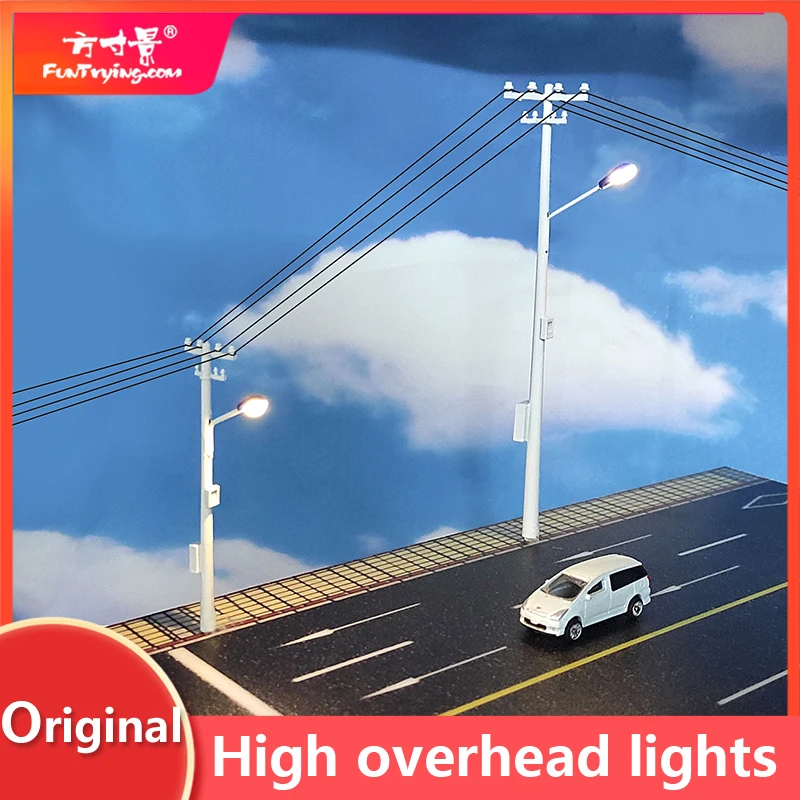 Ho Scale Model Utility Pole with Light,1:87 Model Street Lights for ...