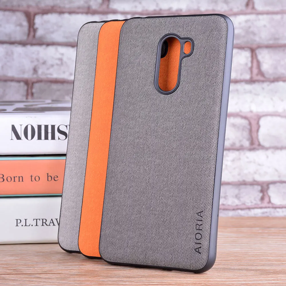 Capa para xiaomi pocofone f1 coque luxo têxtil pele de couro macio tpu ...