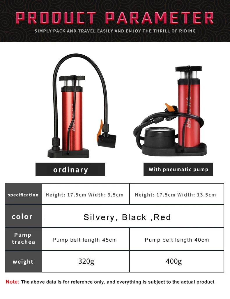X-TIGER Portable Bicycle Foot Pump with Pressure Gauge
