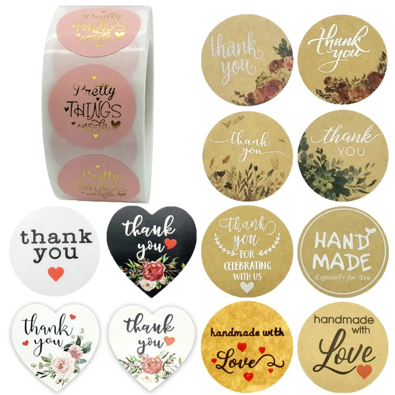 Paper & Party Supplies 24 Handmade Stickers Home made Packaging Paper ...