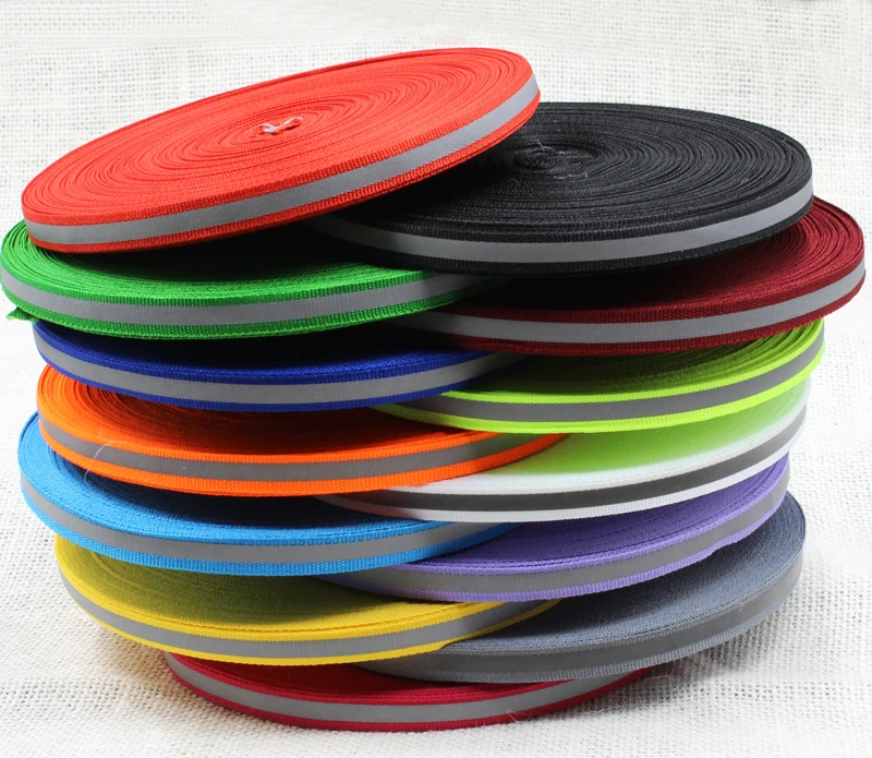 (50 yards/lot) Reflective Webbing Ribbon Weaving Piping Taps Fabric ...