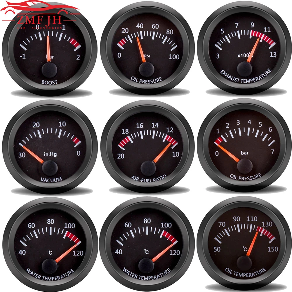 52mm Gauge 12v Water Temp Oil Temp Gauge Oil Press Fuel Volts Gauge Air ...
