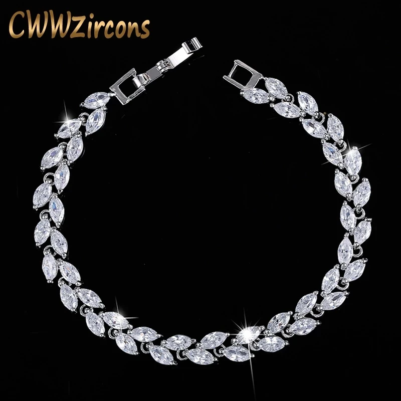 CWWZircons New Trendy 2022 Cubic Zirconia Jewelry Silver Color Leaf Charm CZ Crystal Female ...