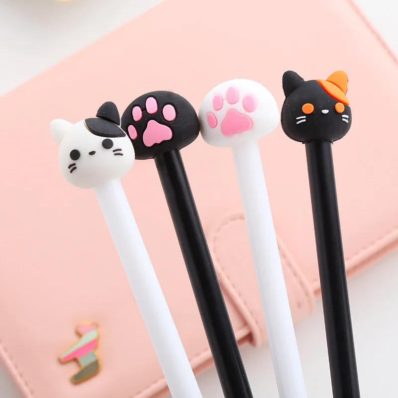 4Pcs/Lot Cartoon Cute Cat Paw Gel Pen Kawaii 3D Kitten 0.5mm Black Ink ...