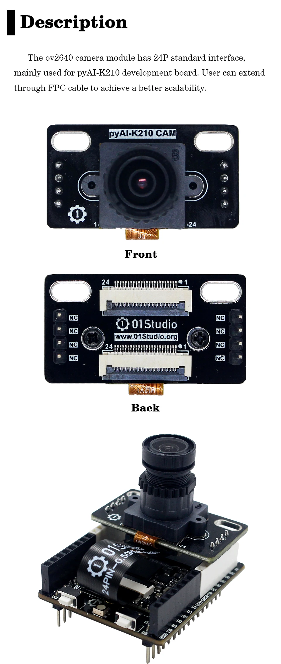 pyAI-K210용 2MP 카메라 모듈 [K210 CAM-OV2640] / 디바이스마트