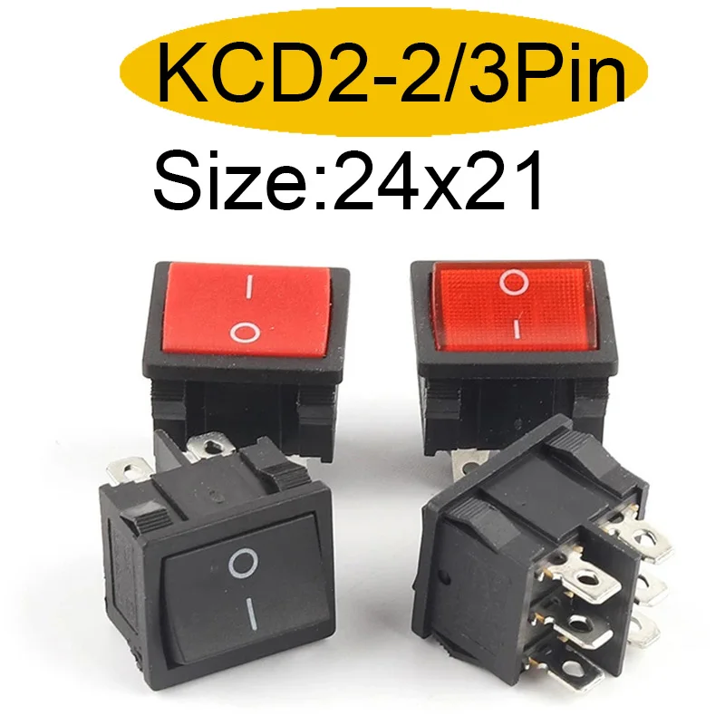 5PCS-KCD2-24X21mm-Electric-Car-Power-Switch-Red-Black-4-6-Pin-2-3 ...